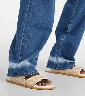 Valentino Garavani Vlogo Signature Raffia Slides - Beige
