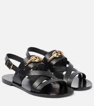 Valentino Garavani Vlogo Signature Leather Sandals - Black