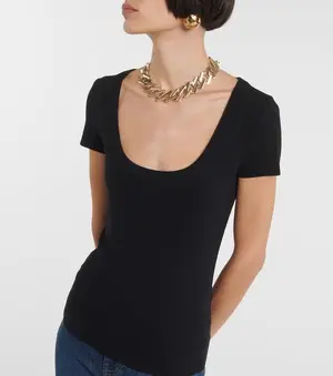 FRAME Ribbed Baby Tee Jersey Top