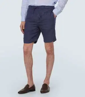 Frescobol Carioca Felipe Linen And Cotton Shorts - Blue