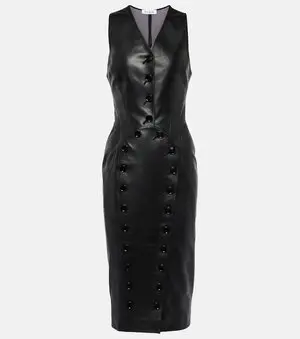 Alaïa Leather Midi Dress - Black