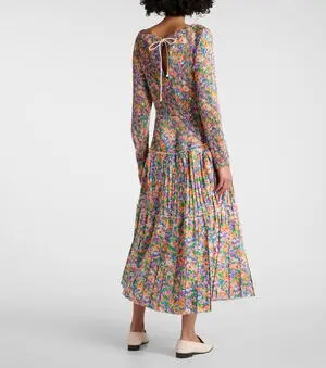 Plan C Floral Pleated Midi Dress
