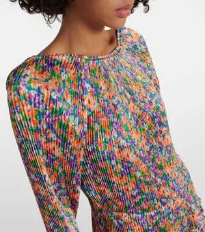 Plan C Floral Pleated Midi Dress