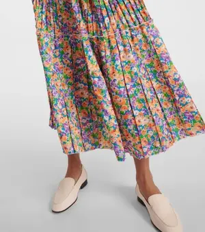 Plan C Floral Pleated Midi Dress