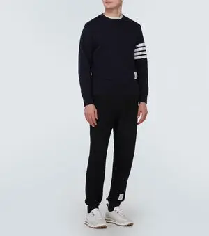 Thom Browne 4-bar Cotton And Silk Sweatpants - Black