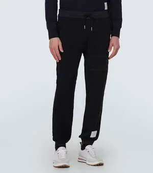 Thom Browne 4-bar Cotton And Silk Sweatpants