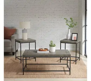 LAVISH HOME 3-piece Industrial Coffee Table And 2 Side Table - One-color
