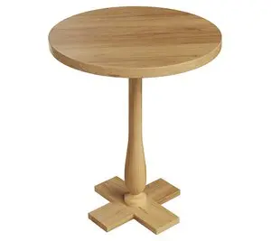 LAVISH HOME Side Table Pedestal Mango Wood Tabl E - One-color