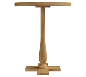 LAVISH HOME Side Table Pedestal Mango Wood Tabl E
