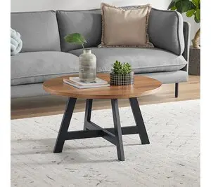LAVISH HOME Coffee Table Industrial Modern Roun D Table - One-color