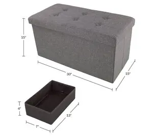 LAVISH HOME 30' Folding Storage Tufted Ottoman W/removable Bin