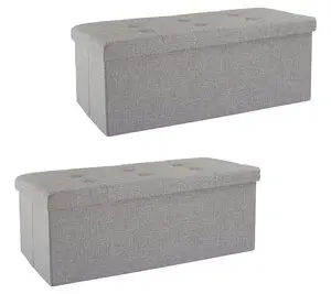 LAVISH HOME 2 Set 30' Folding Storage Ottoman W /removable Bin