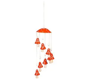 EVERGREEN Red Mushroom Ceramic Hanging Garden D Ecor - One-color