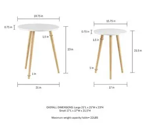 LAVISH HOME 2-piece Nesting End Tables Mid-cent Ury