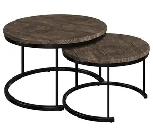 LAVISH HOME 2-piece Nesting Round Coffee Table Et