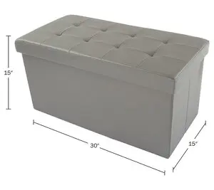 LAVISH HOME Ottoman 30' Folding Faux-leather W/ Divider - One-color