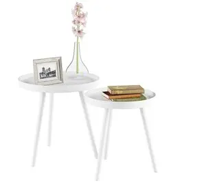 LAVISH HOME 2 End Tables Round Nesting Side Acc Nt Tables