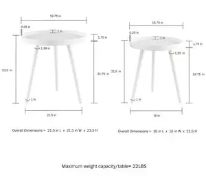 LAVISH HOME 2 End Tables Round Nesting Side Acc Nt Tables