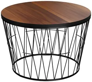 LAVISH HOME Round Coffee Table Geometric Base Accent Table - One-color