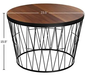 LAVISH HOME Round Coffee Table Geometric Base Accent Table