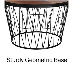 LAVISH HOME Round Coffee Table Geometric Base Accent Table