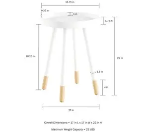 LAVISH HOME Round End Table 2-tone Mid-century Ccent Table