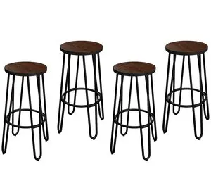 LAVISH HOME 4 Bar Stools 24' Tall Backless With Hairpin Legs - One-color