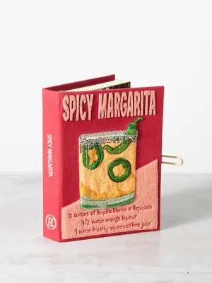 OLYMPIA LE-TAN Olympia Le-tan - Spicy Margarita Embroidered Book Clutch Bag - Womens - Red Multi - ONE SIZE Red Multi