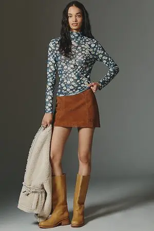 Anthropologie Mesh Turtleneck Top