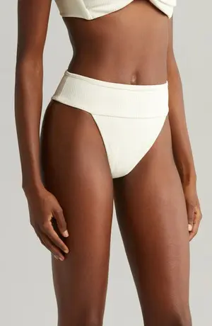 MONTCE Tamarindo Rib High Cut Bikini Bottoms - Cream Rib