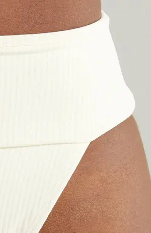 MONTCE Tamarindo Rib High Cut Bikini Bottoms - Cream Rib