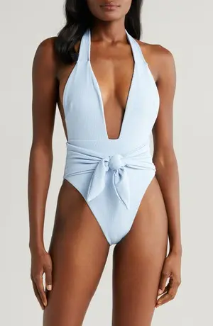 MONTCE Tropez Rib Tie Waist One-piece Swimsuit - Peri Rib