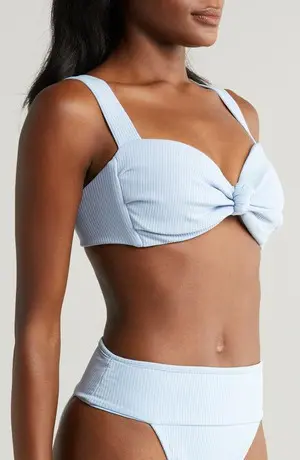 MONTCE Hayden Knotted Rib Bikini Top - Peri Rib