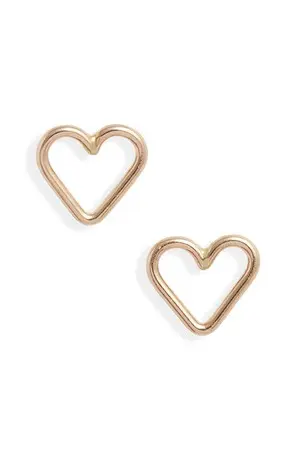 NASHELLE Open Heart Stud Earrings - Yellow Gold Fill
