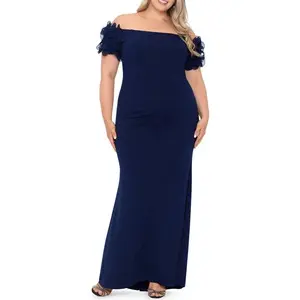 XSCAPE EVENINGS Ruffle Sleeve Gown