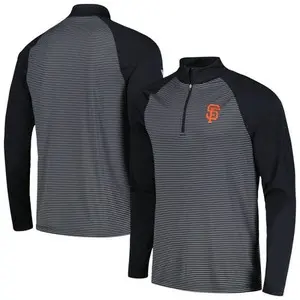 LEVELWEAR San Francisco Giants Charter Striped Raglan Quarter-zip Top - Black