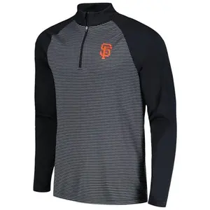 LEVELWEAR San Francisco Giants Charter Striped Raglan Quarter-zip Top - Black