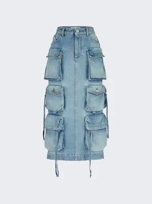 Attico Denim Midi Skirt - Sku Blue