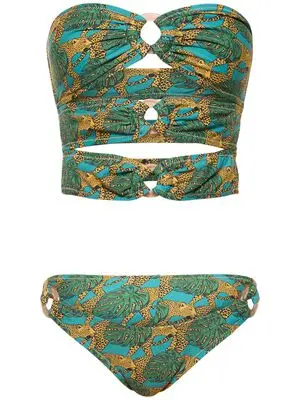 REINA OLGA Cage Strapless Bikini W/ Rings - Green,multi