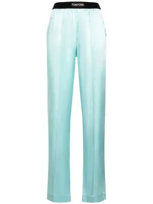 TOM FORD Silk Satin Pajama Pants Turquoise