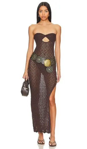 Superdown Marine Maxi Dress In Chocolate