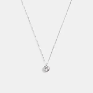 COACH Halo Heart Pendant Necklace - Silver