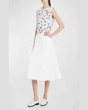 Marni Flared Midi Skirt With Double Pleating