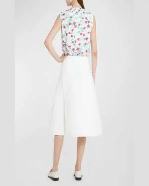 Marni Flared Midi Skirt With Double Pleating