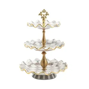 MACKENZIE-CHILDS Sterling Check Three Tier Sweet Stand