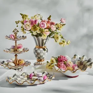 MACKENZIE-CHILDS Sterling Check Three Tier Sweet Stand