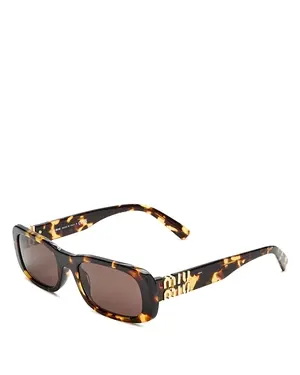 Miu Miu Rectangular Sunglasses, 53mm Havana/brown Solid