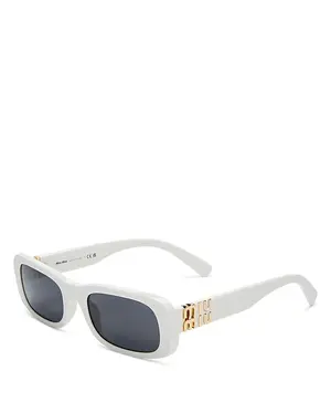 Miu Miu Rectangular Sunglasses, 53mm - White/gray Solid