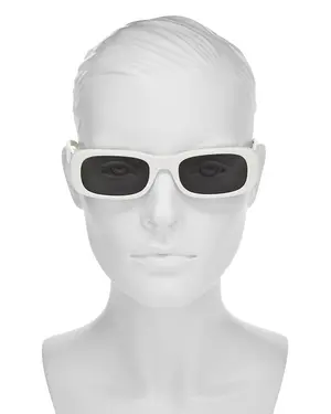 Miu Miu Rectangular Sunglasses, 53mm - White/gray Solid