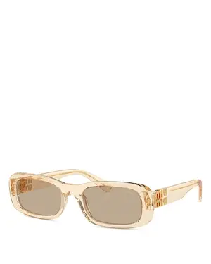 Miu Miu Rectangular Sunglasses, 53mm Yellow/brown Solid